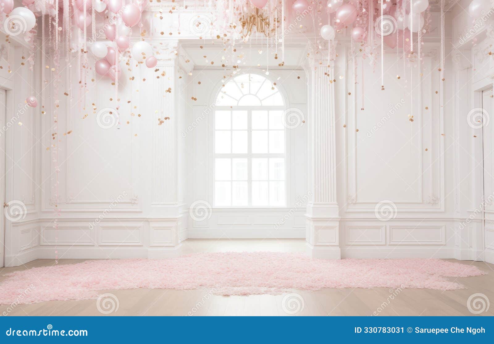 Pink Modern Classical Style White Hall and Luxury Arch Door Background ...