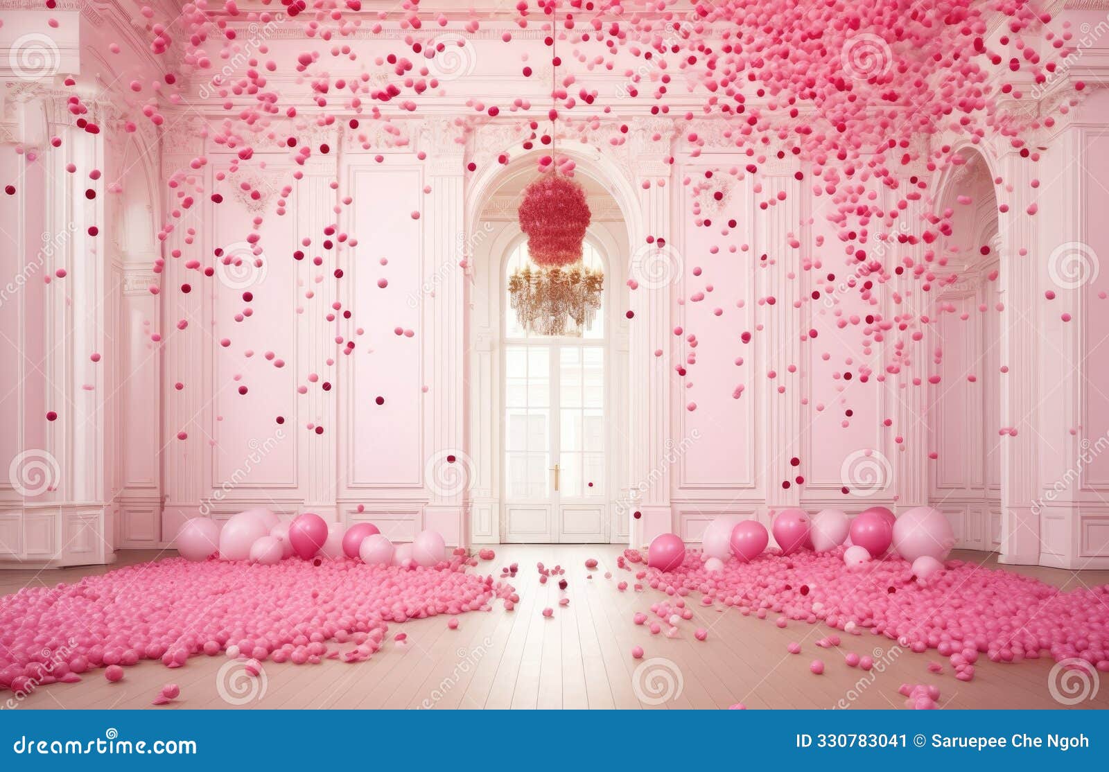 Pink Modern Classical Style White Hall and Luxury Arch Door Background ...