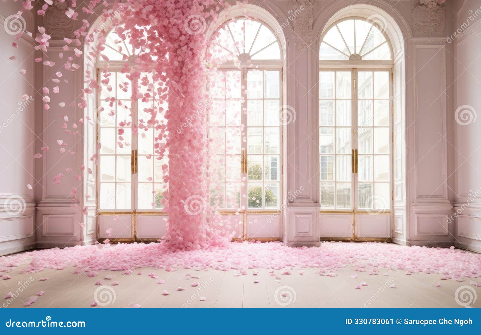 Pink Modern Classical Style White Hall and Luxury Arch Door Background ...