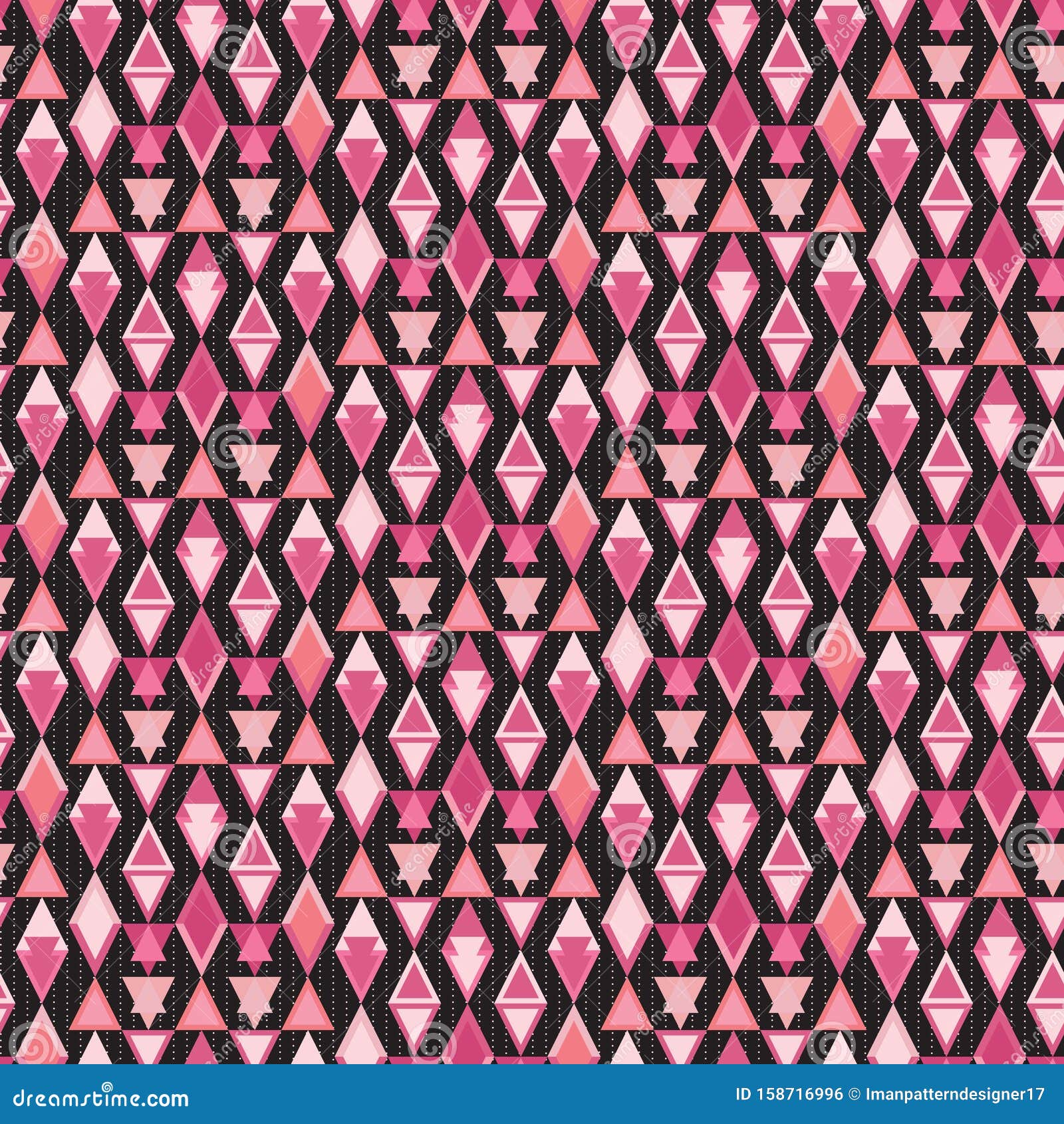 Pink Modern Cool Geometric Pattern Over Dotted Background. Seamless ...