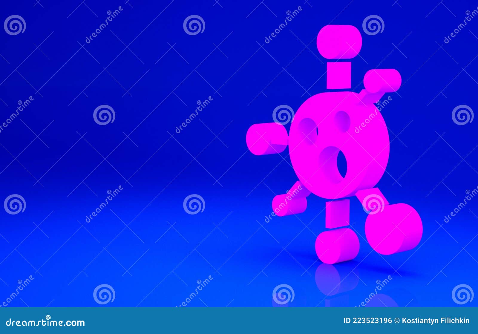 Pink Molecule Icon Isolated on Blue Background. Structure of Molecules ...
