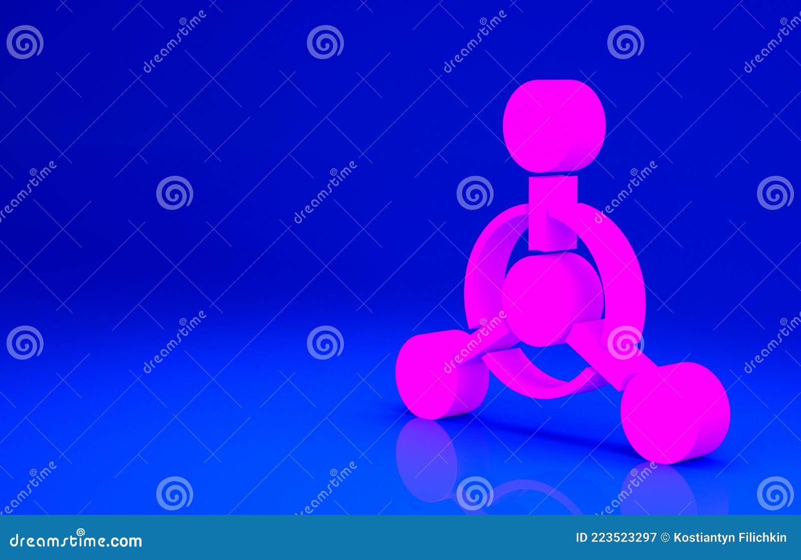 Pink Molecule Icon Isolated on Blue Background. Structure of Molecules ...