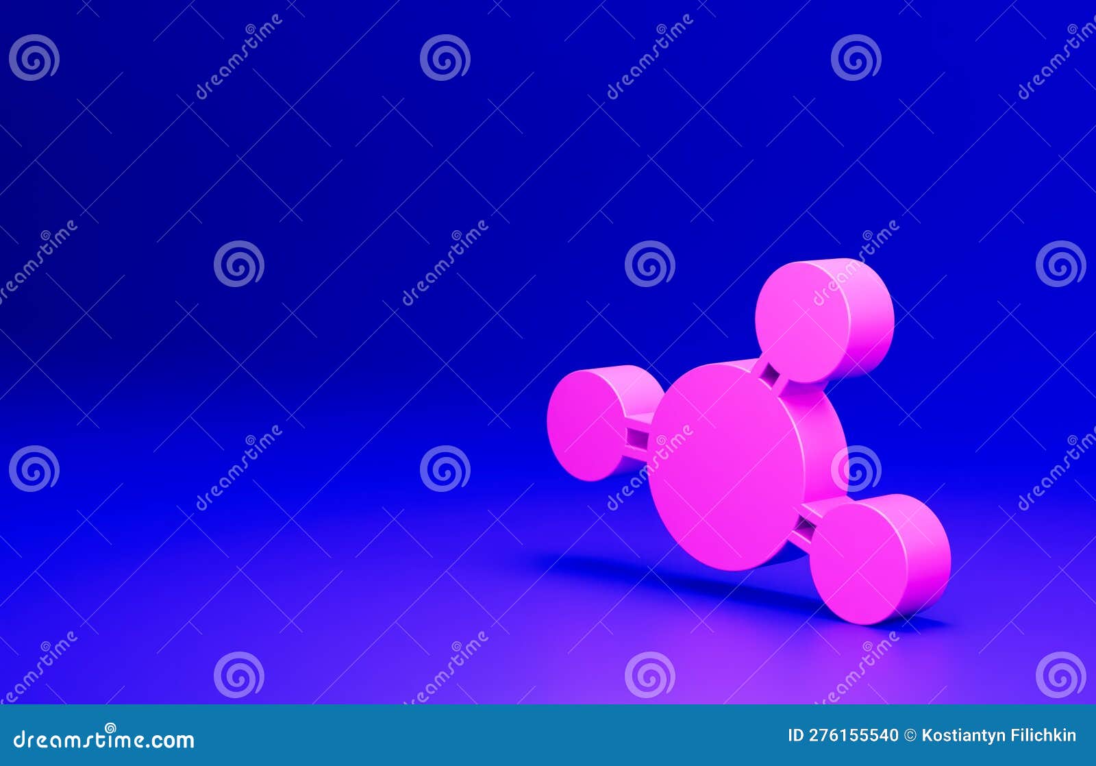 Pink Molecule Icon Isolated on Blue Background. Structure of Molecules ...