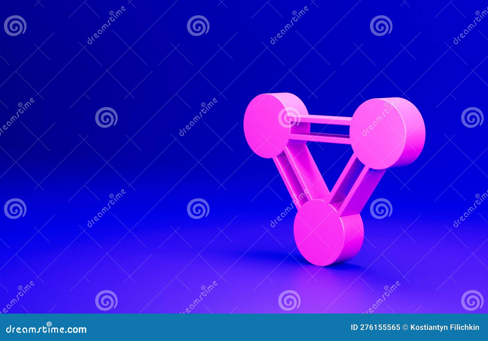 Pink Molecule Icon Isolated on Blue Background. Structure of Molecules ...