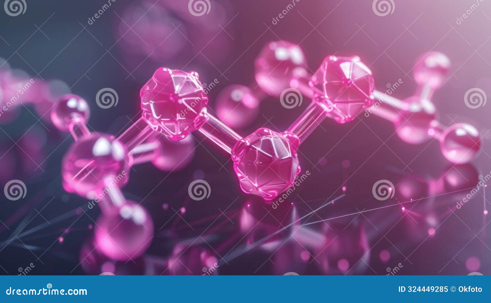 Pink Molecules Forming a Crystalline Structure, Representing Concepts ...