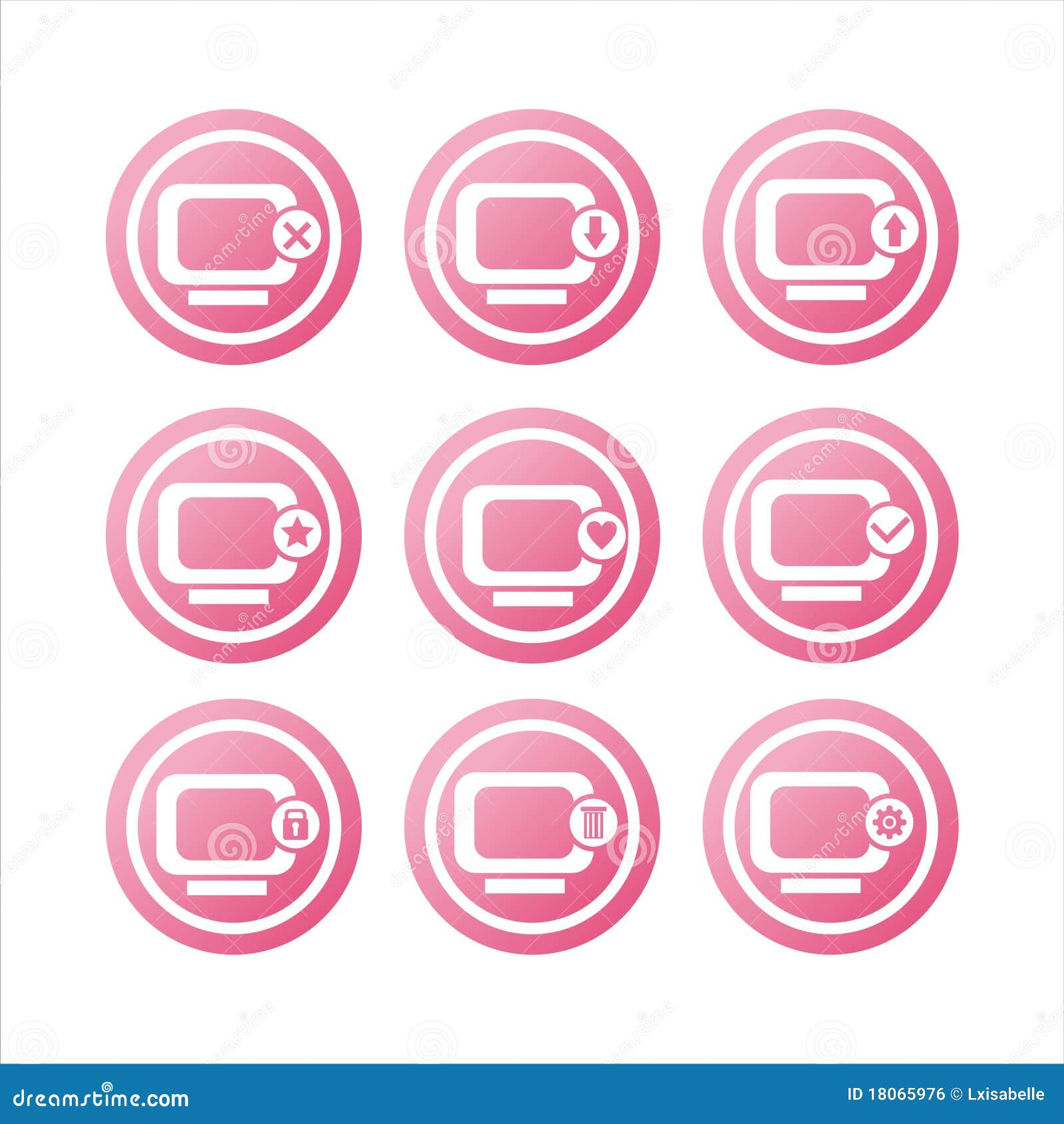 Pink monitor signs stock vector. Illustration of internet - 18065976