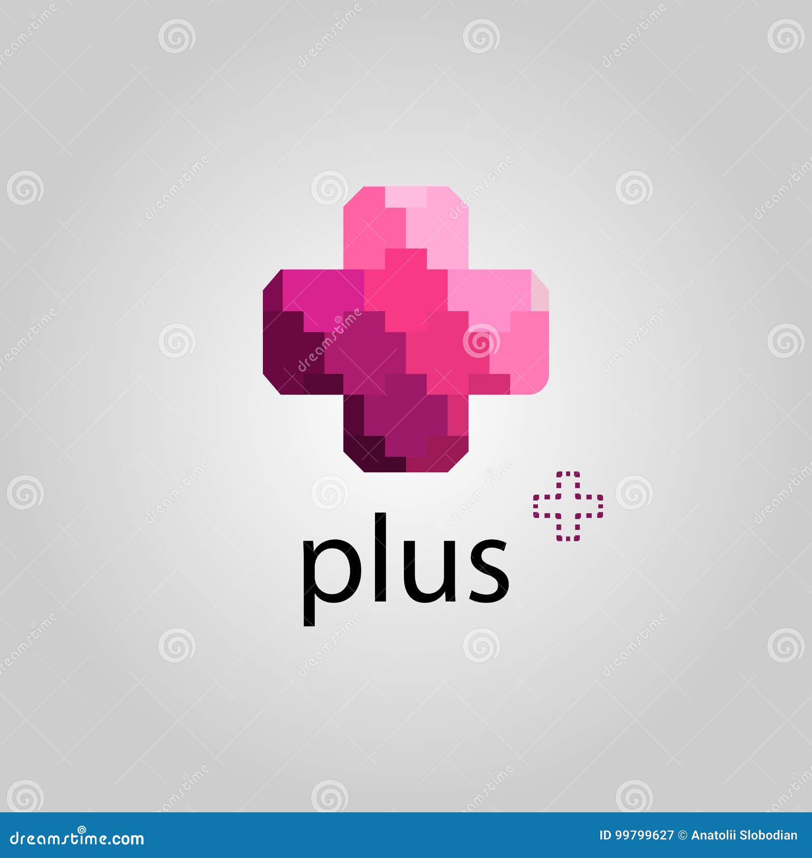 Pink Monochromatic Color 3d Plus Vector Design. Stock Vector ...