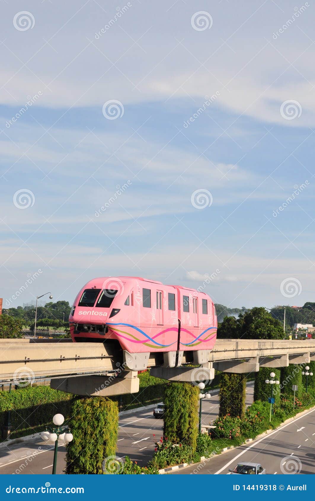 Pink monorail stock photo. Image of rapid, sentosa, subway - 14419318