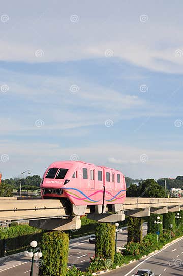 Pink monorail stock photo. Image of rapid, sentosa, subway - 14419318
