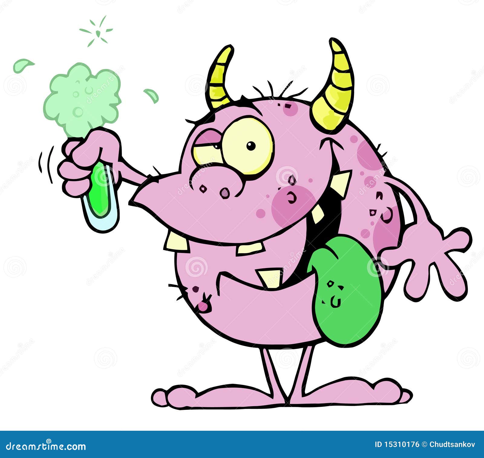Pink Monster Holding a Green Potion Stock Vector - Illustration of ...