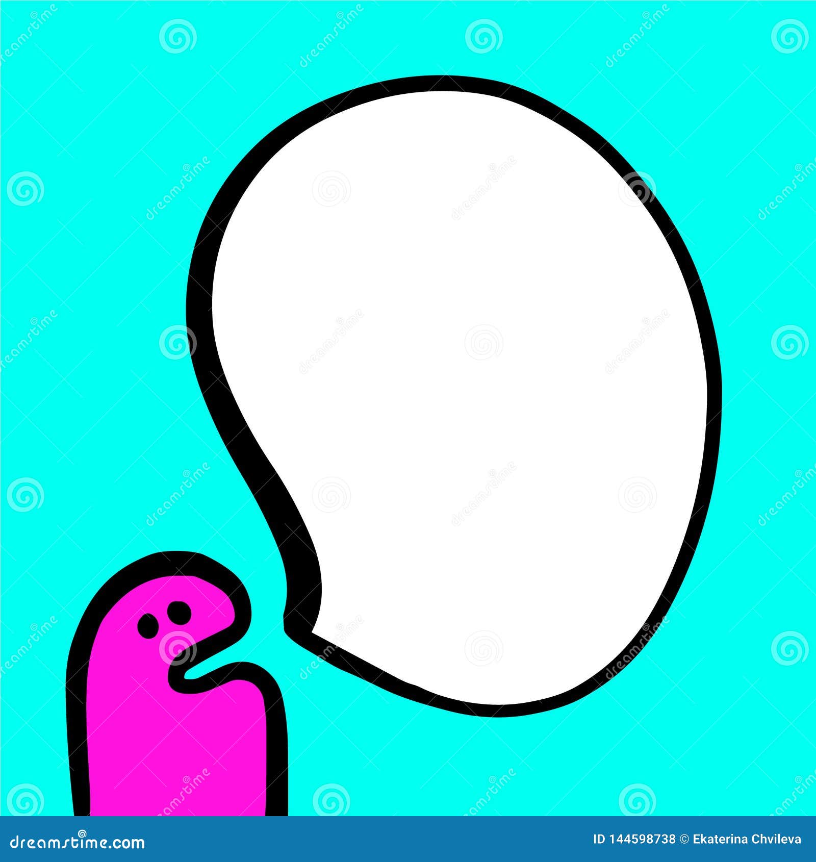Pink Monster Talking with Speech Bubble Hand Drawn Illustration Stock ...