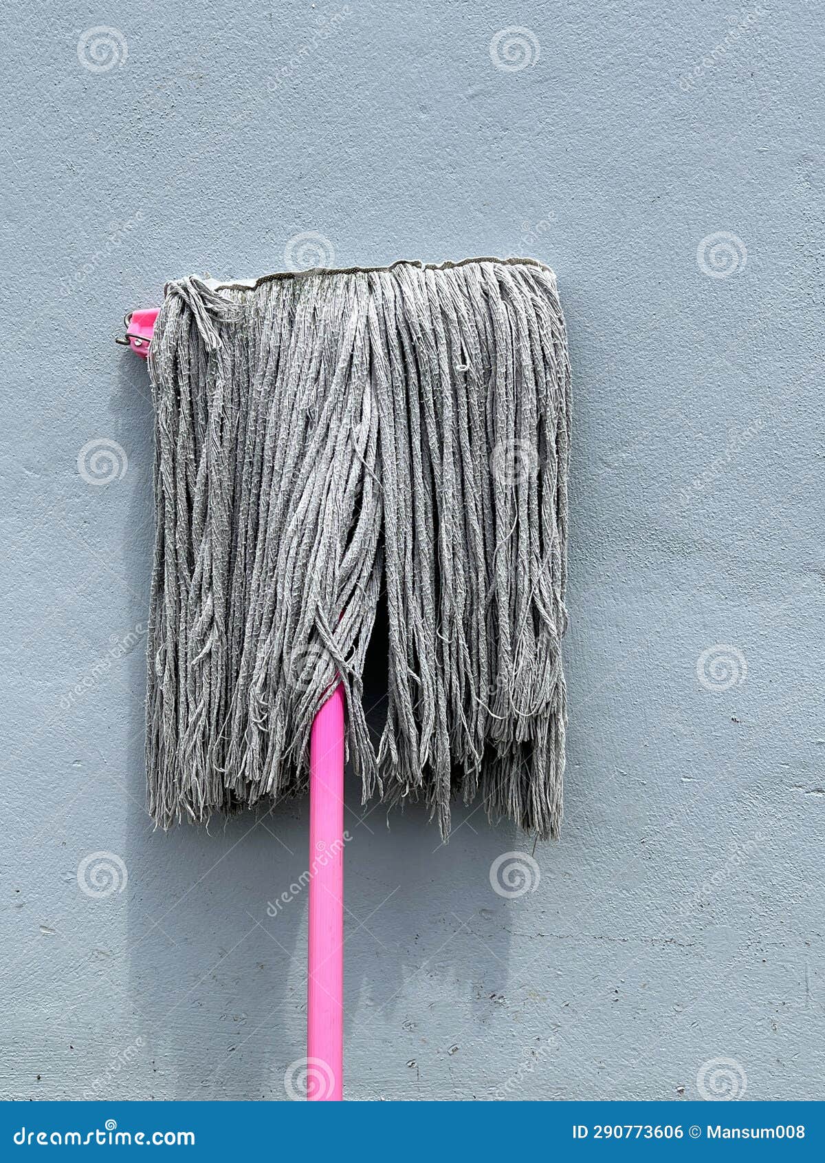 Pink Mop on Concrete Background Stock Photo - Image of brush, concrete ...