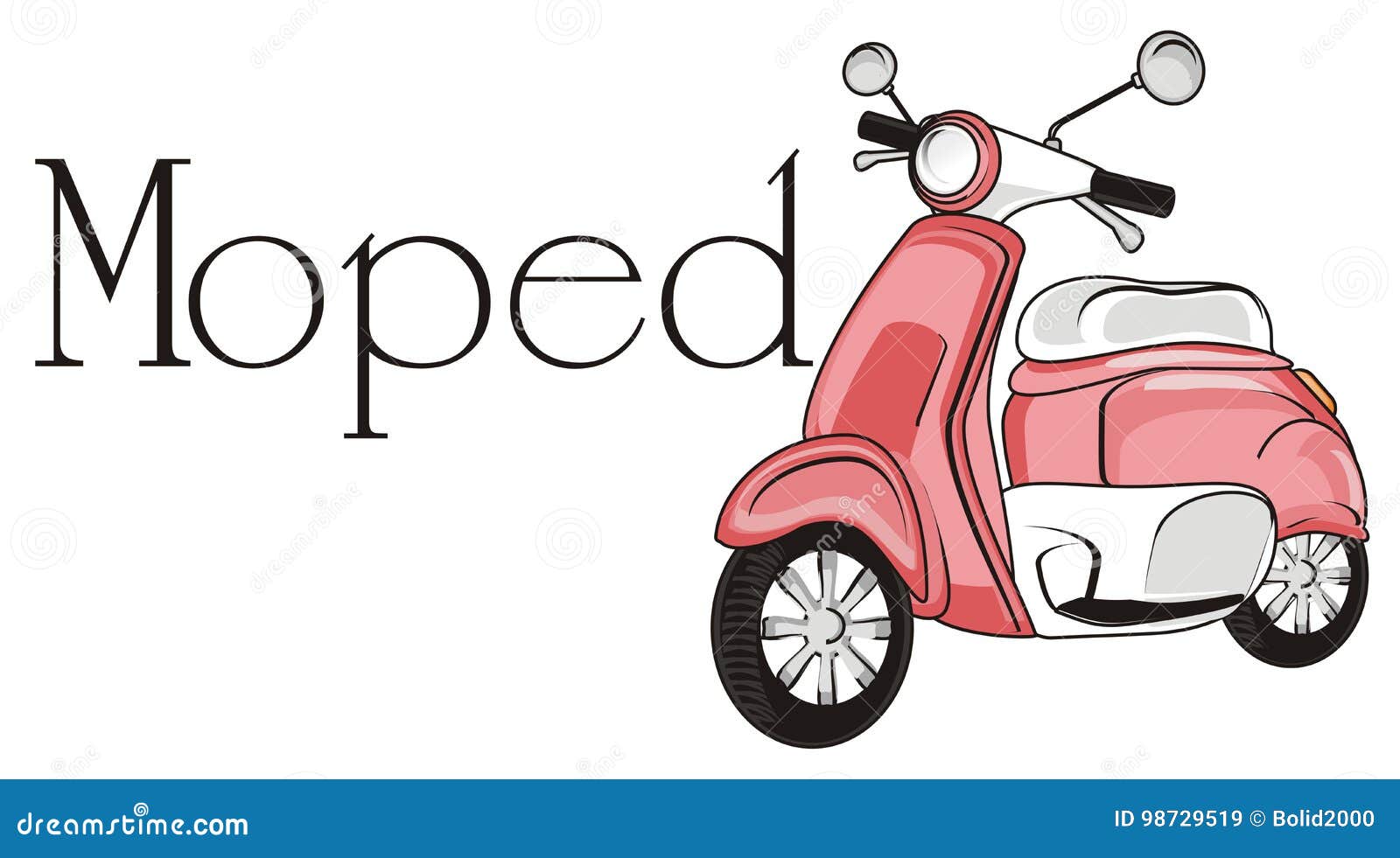 Pink moped with his name stock illustration. Illustration of delivery ...