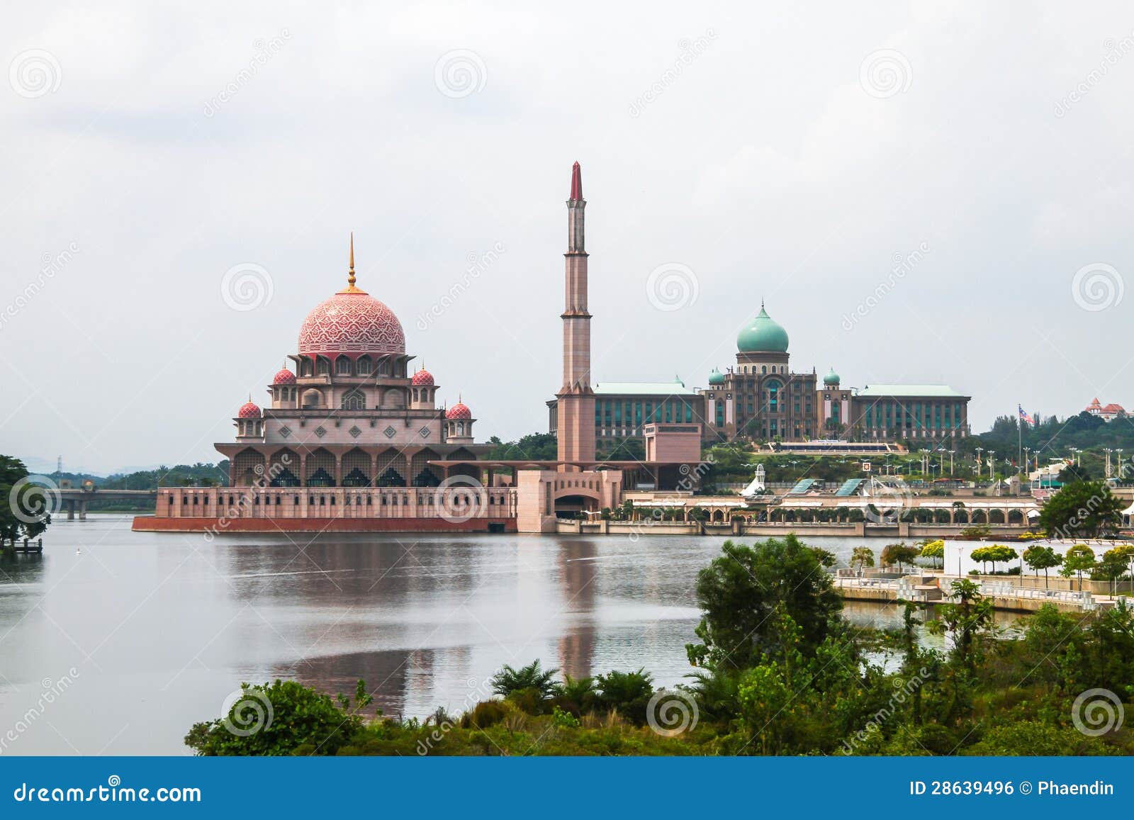 Pink mosque with river stock photo. Image of kuala, islamic - 28639496