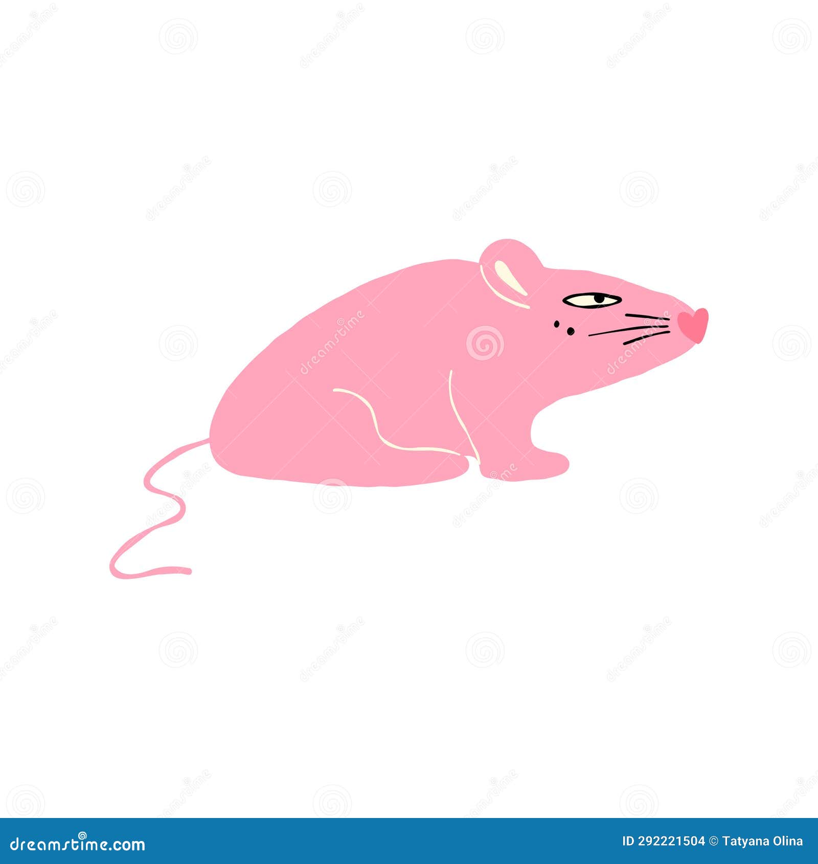 Pink Mouse. Cartoon Comic Illustration in Doodle Style Stock ...