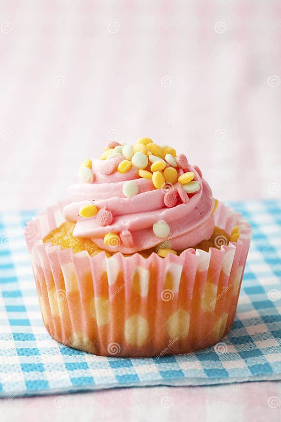 Pink muffin stock image. Image of sprinkles, cake, snack - 23496391