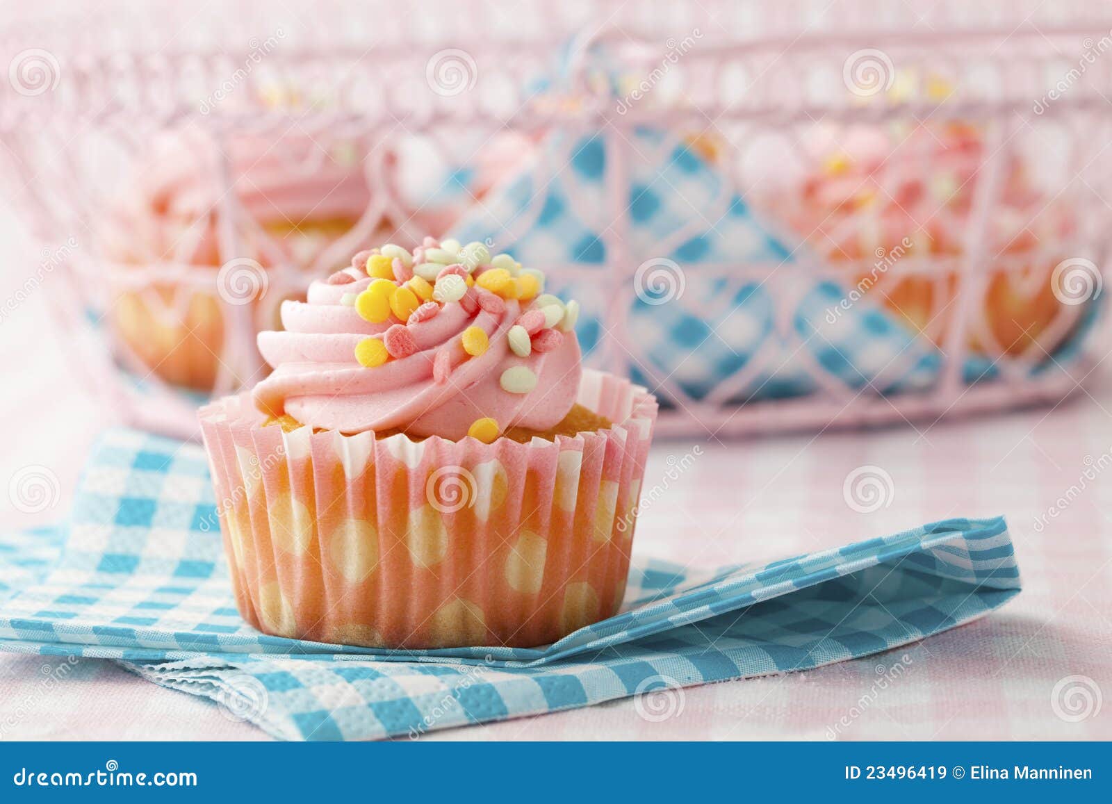 Pink muffin stock image. Image of closeup, icing, food - 23496419