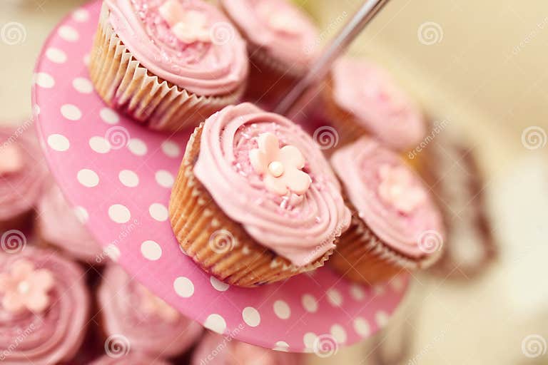 Pink muffins stock photo. Image of decorated, food, frosting - 57352262
