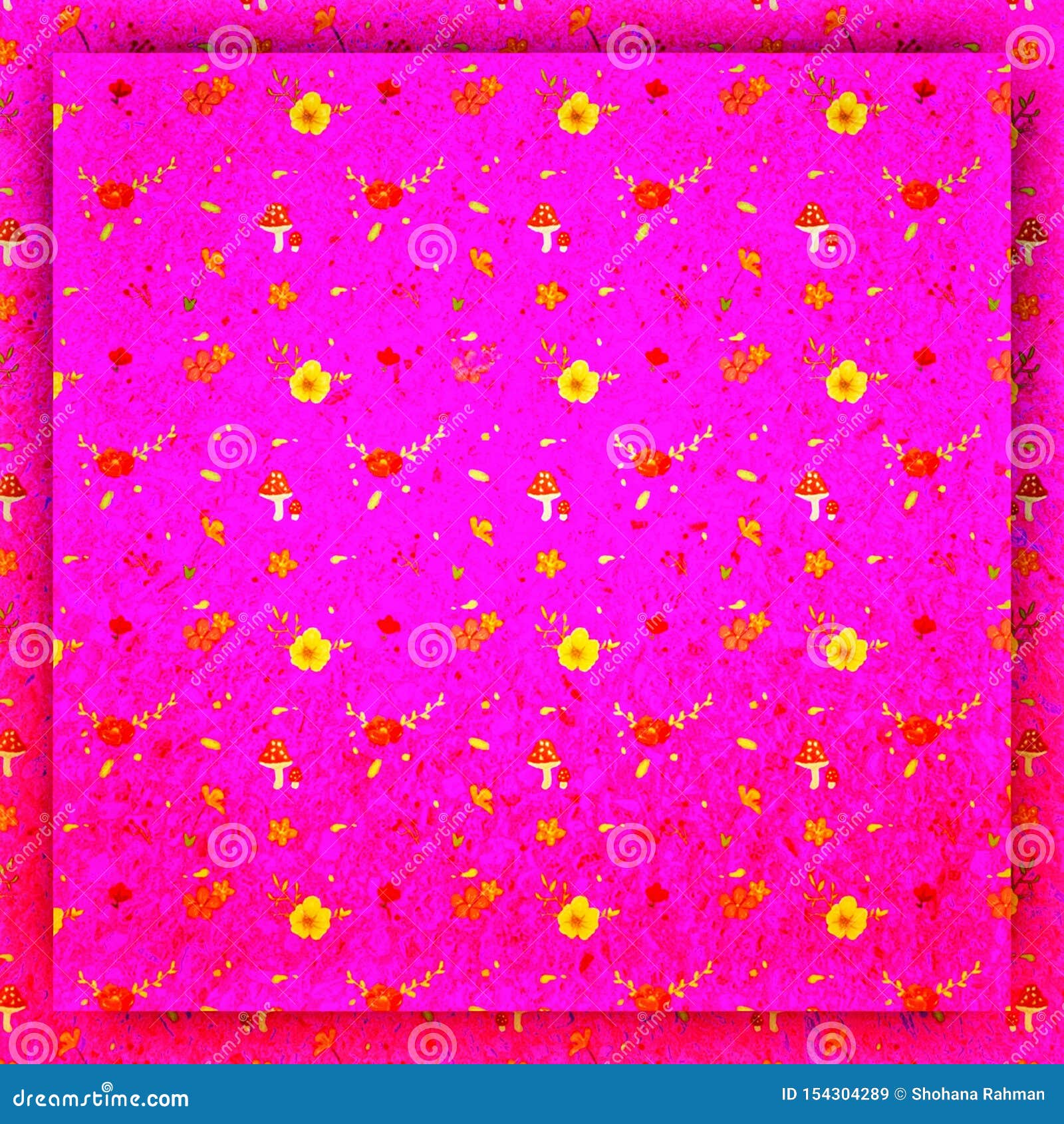 Pink and Multiple Colored Floral Illustration, Mirror Effect Applied ...