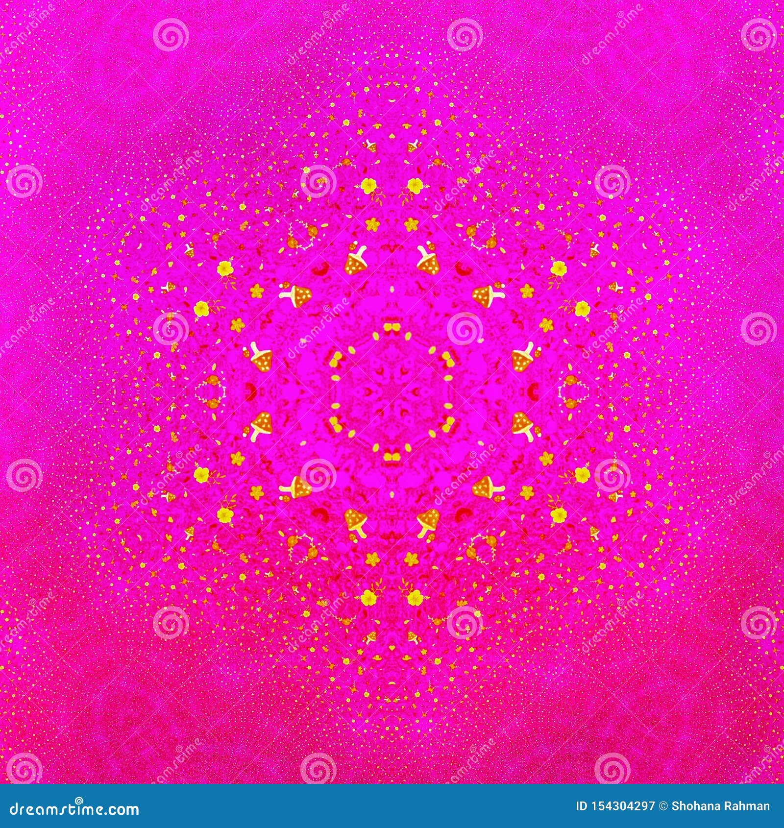 Pink and Multiple Colored Floral Illustration, Mirror Effect Applied ...