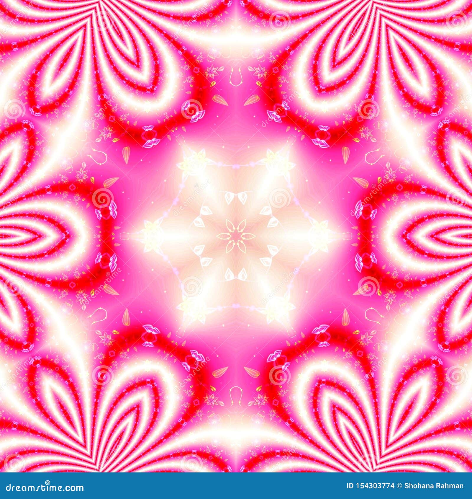 Pink and Multiple Colored Floral Illustration, Mirror Effect Applied ...