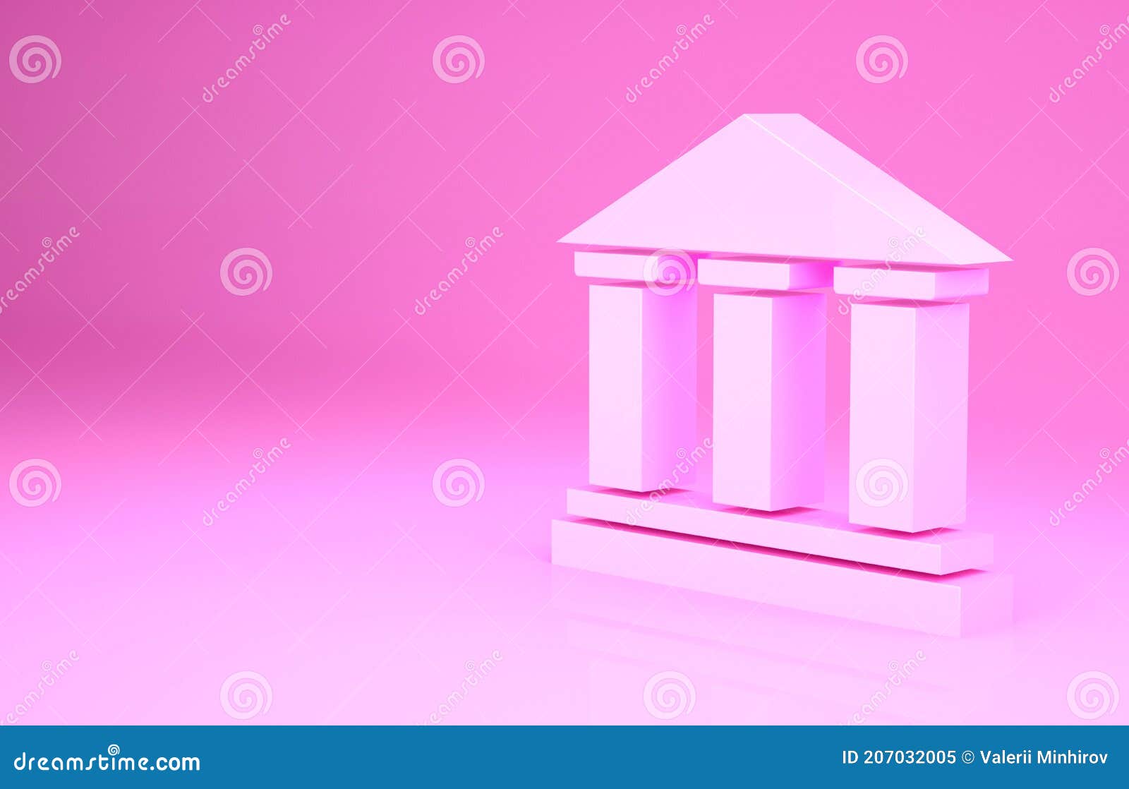 Pink Museum Building Icon Isolated on Pink Background. Minimalism ...