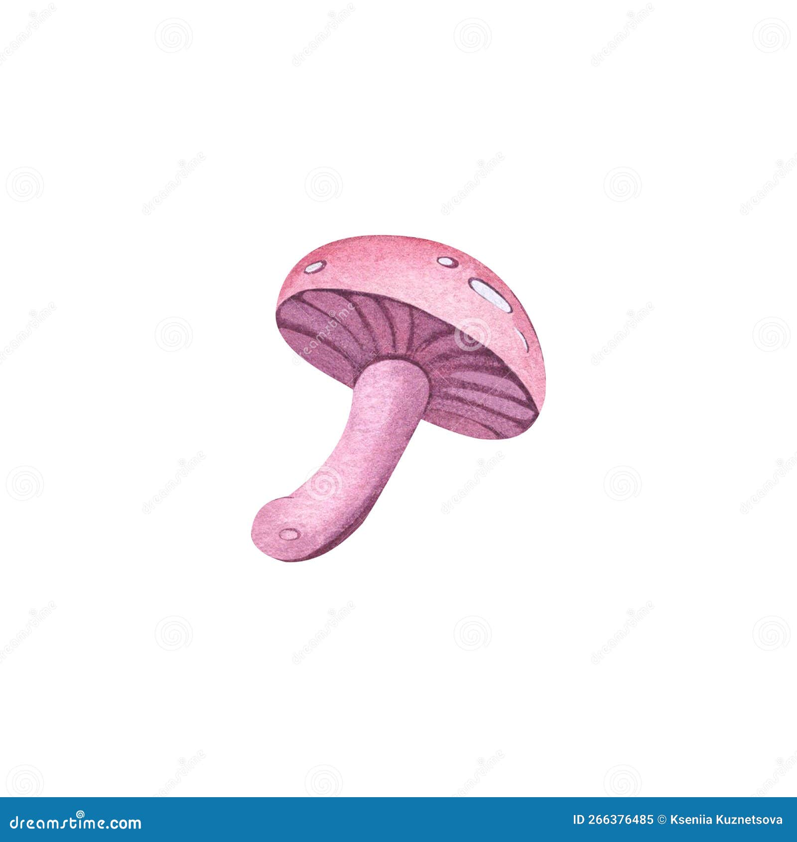Pink Mushroom. Toadstool. Element from the World of Magic. Hand Drawn ...