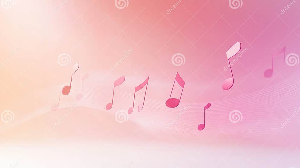 Pink Music Notes Flowing on a Pastel Background Stock Photo - Image of ...