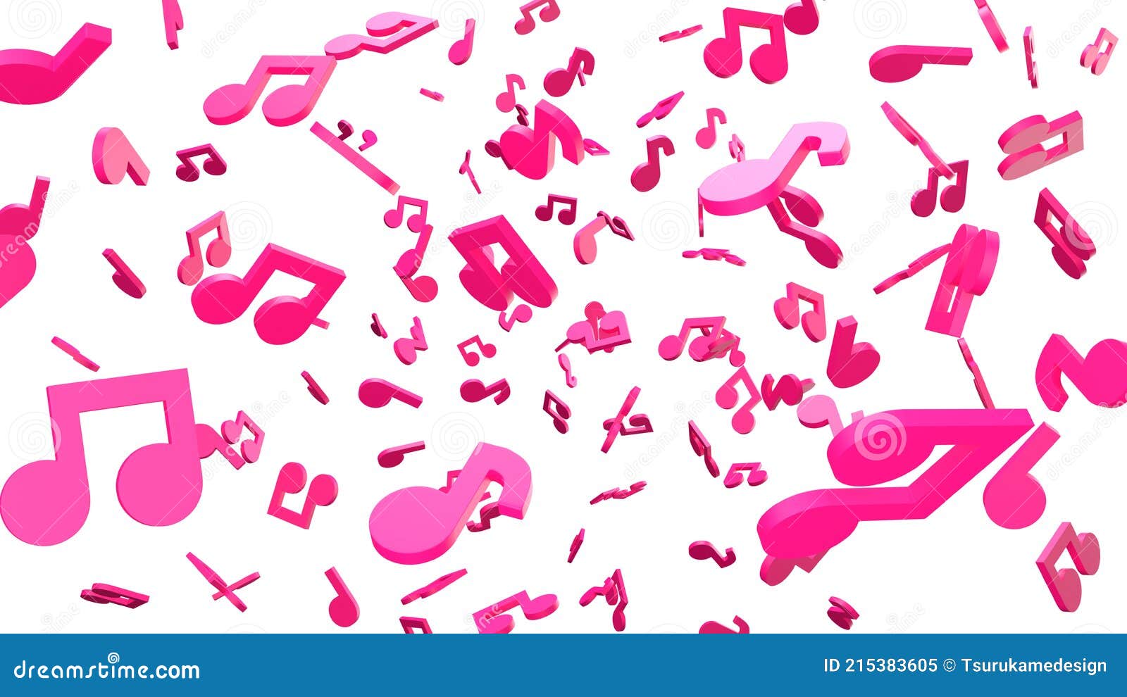 Pink Musical Notes on White Background. Stock Illustration ...