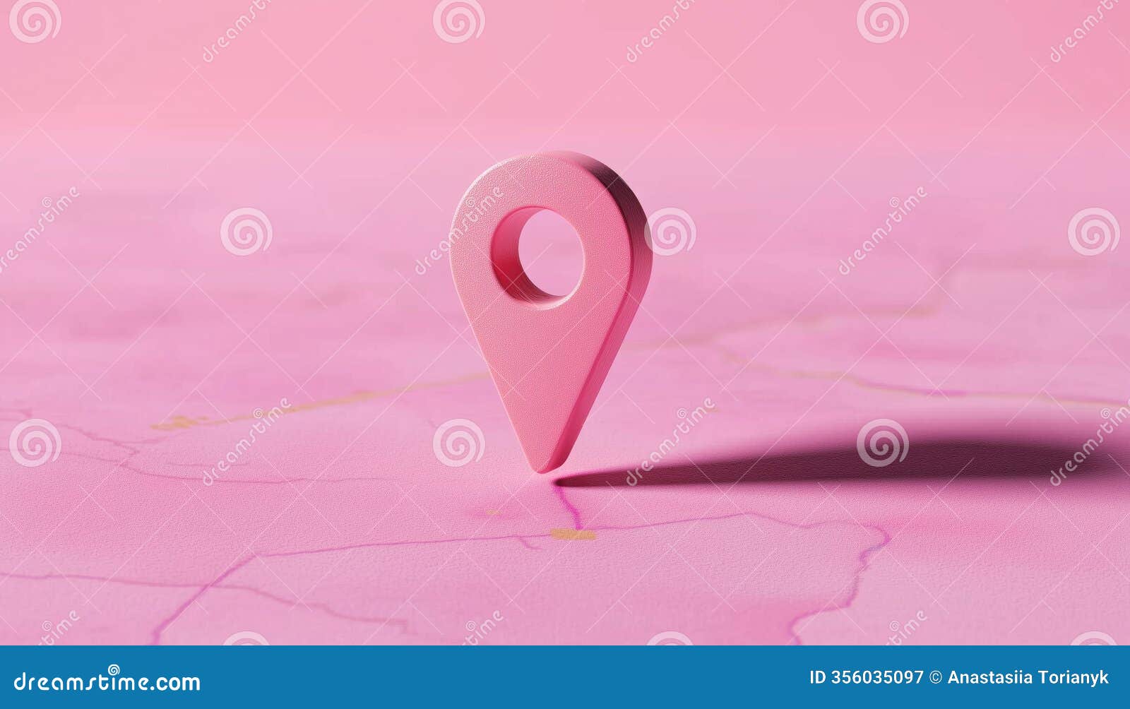 Pink Navigation Pin Sign with Shadow in Pastel Color on Map for Gps ...