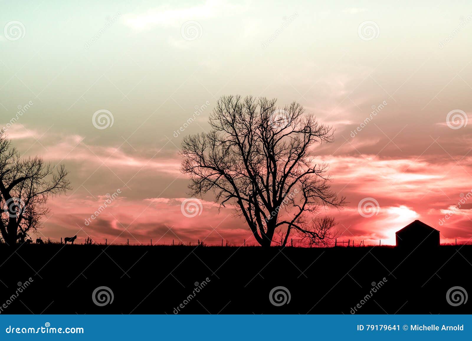 Pink Nebraska Sunset stock image. Image of landscape - 79179641