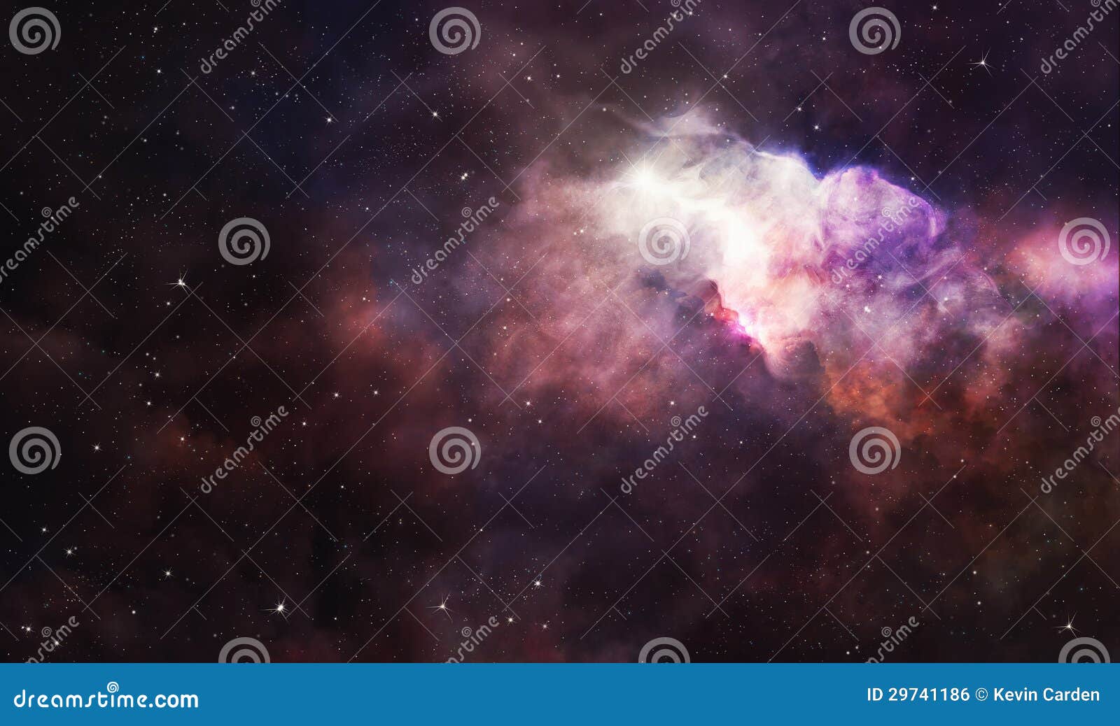 Pink nebula in deep space stock illustration. Illustration of orange ...