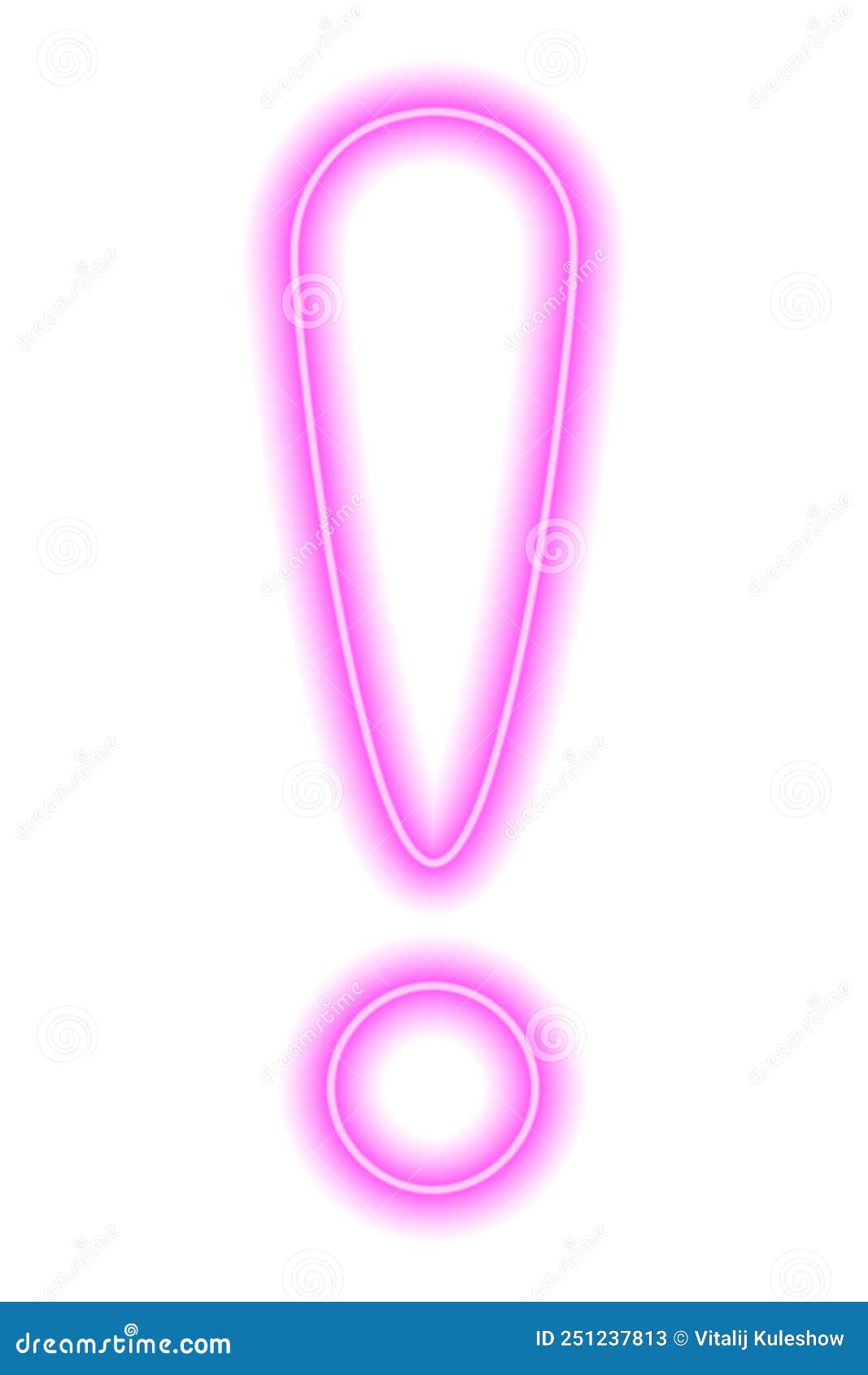Pink Neon Exclamation Point Isolated on White Stock Illustration ...