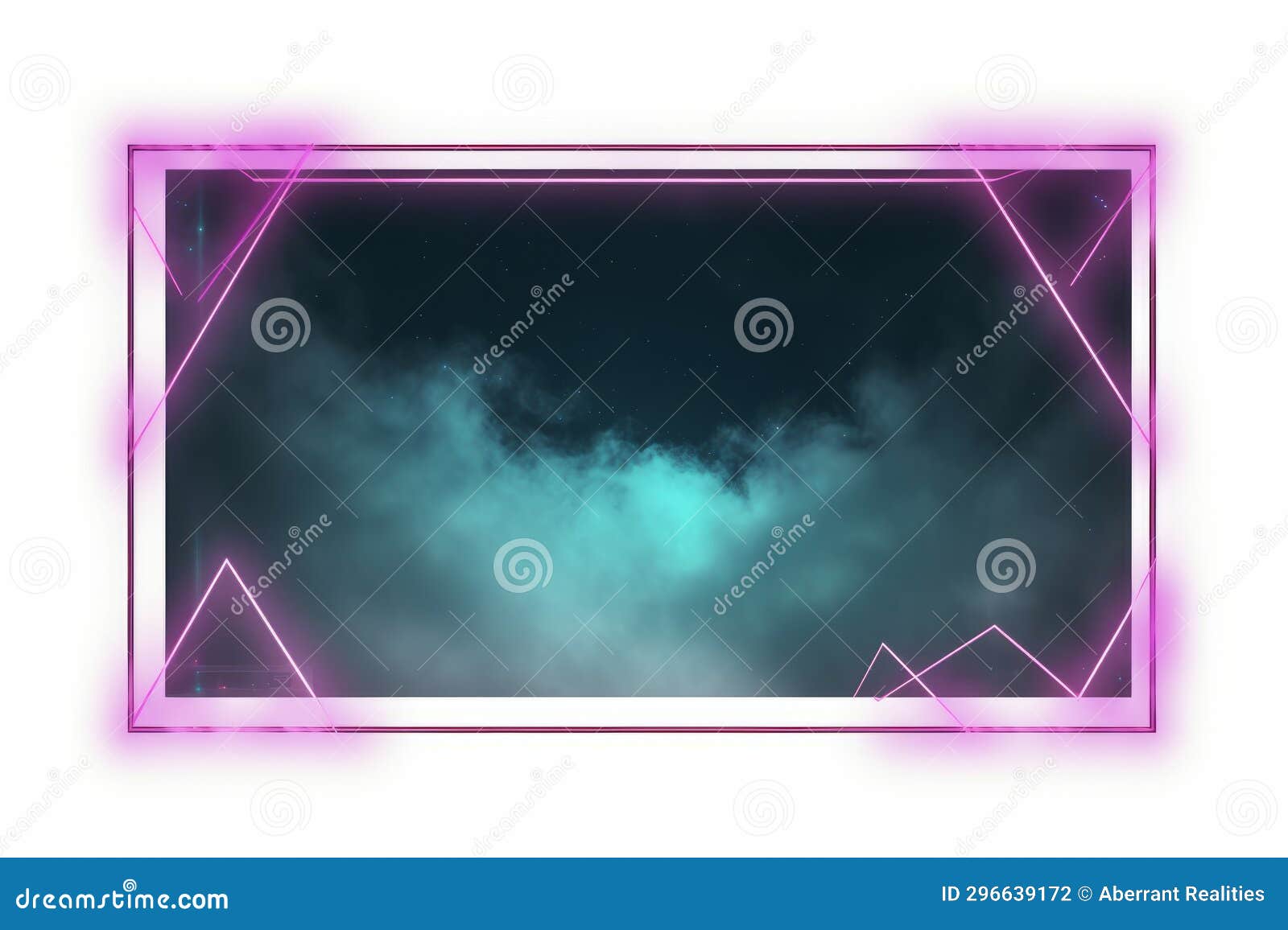 Pink Neon Frame with Clouds and Stars in the Sky Stock Illustration ...