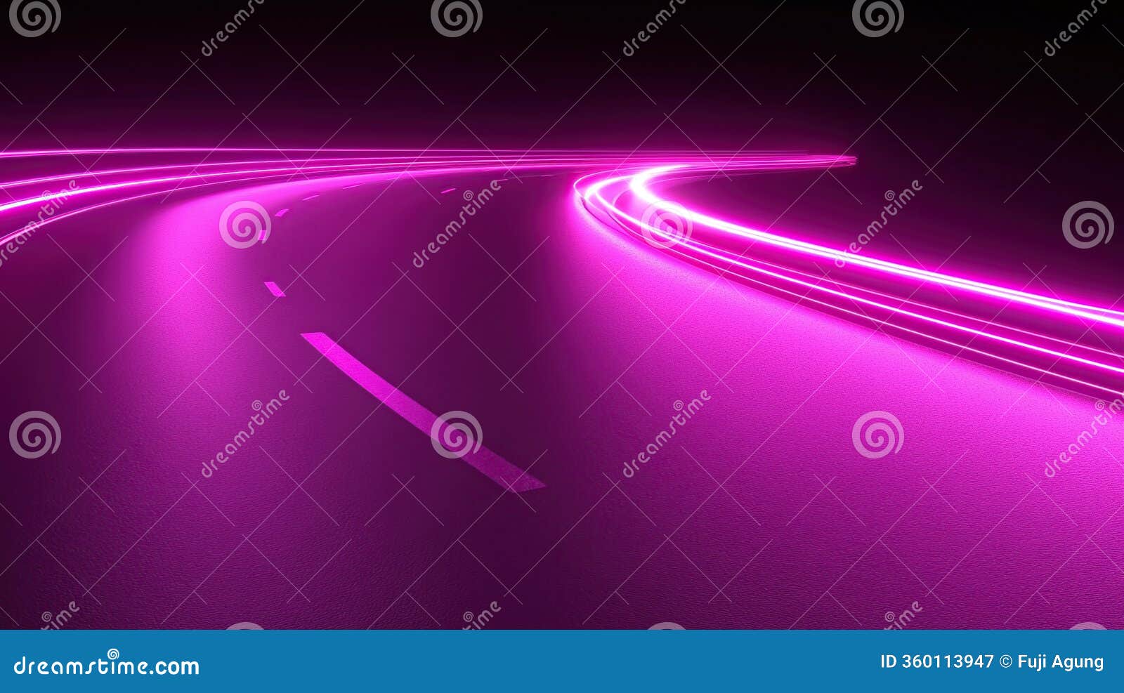 Pink Neon Highway Curve At Night, Speed, Motion Blur Background Stock ...