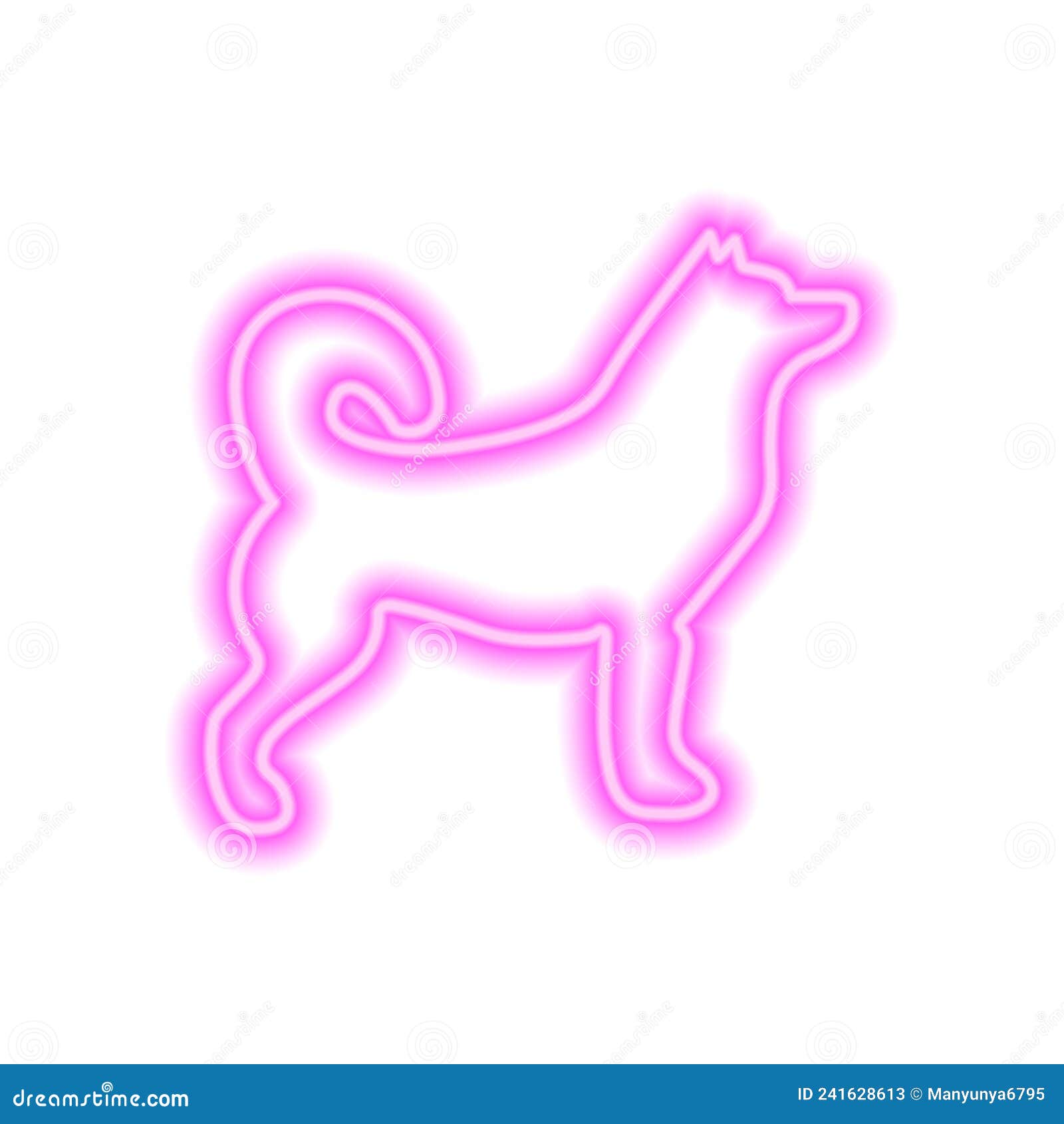 Pink Neon Icon Husky Isolated on White Stock Vector - Illustration of ...