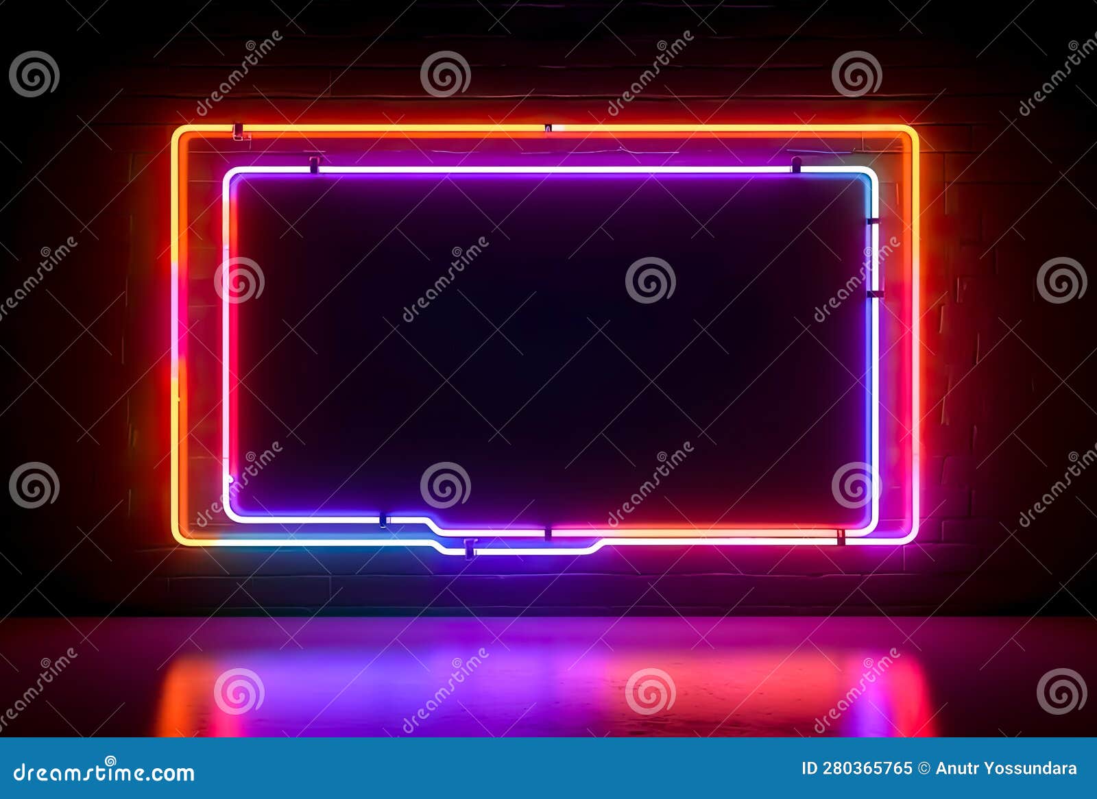 Pink Neon LED Light Frame with Copy Space for Banner Background and ...