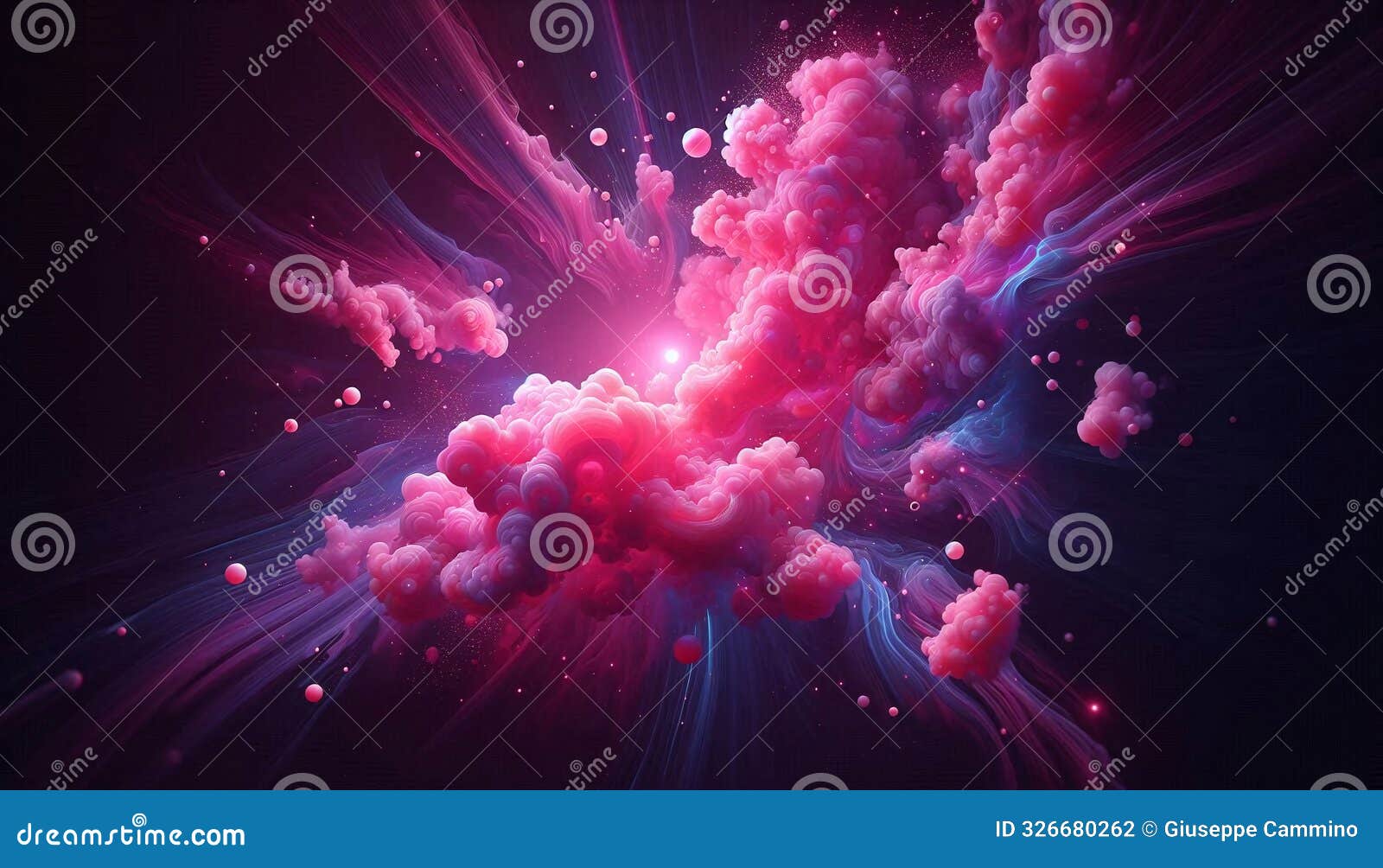Pink Neon Light Smoke. Space Cloud Game Background Stock Illustration ...