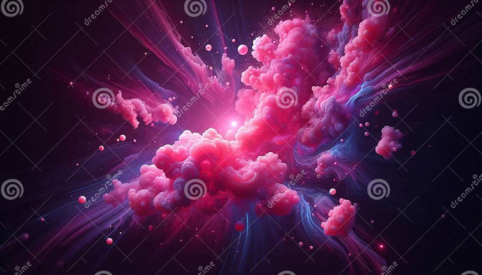 Pink Neon Light Smoke. Space Cloud Game Background Stock Illustration ...