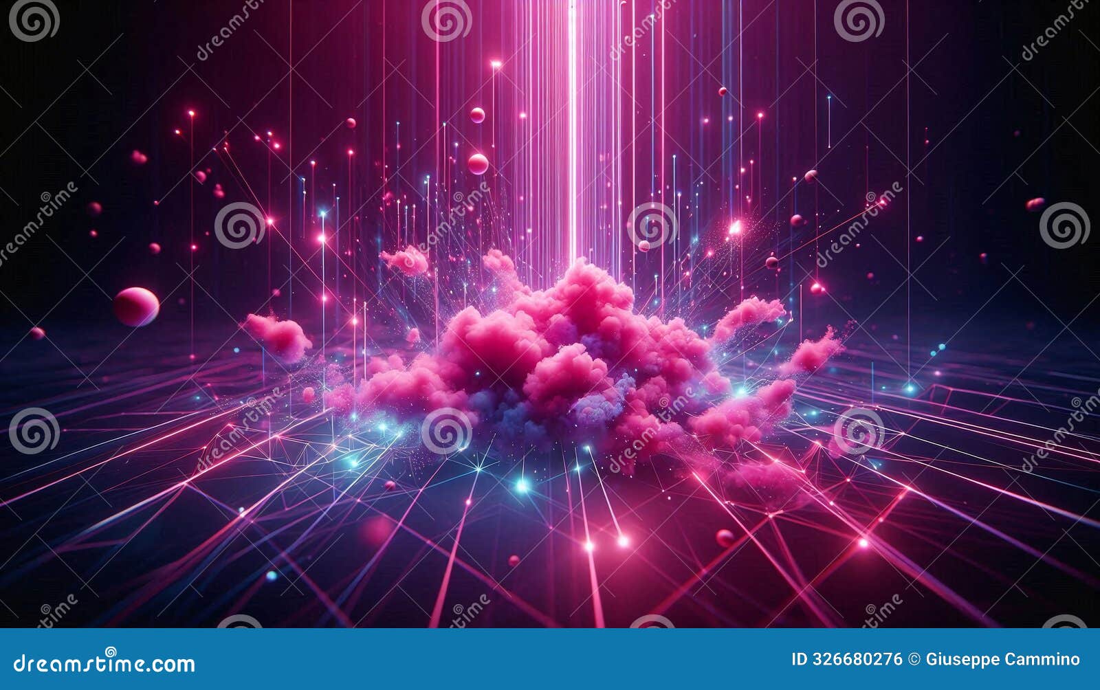 Pink Neon Light Smoke. Space Cloud Game Background Stock Illustration ...
