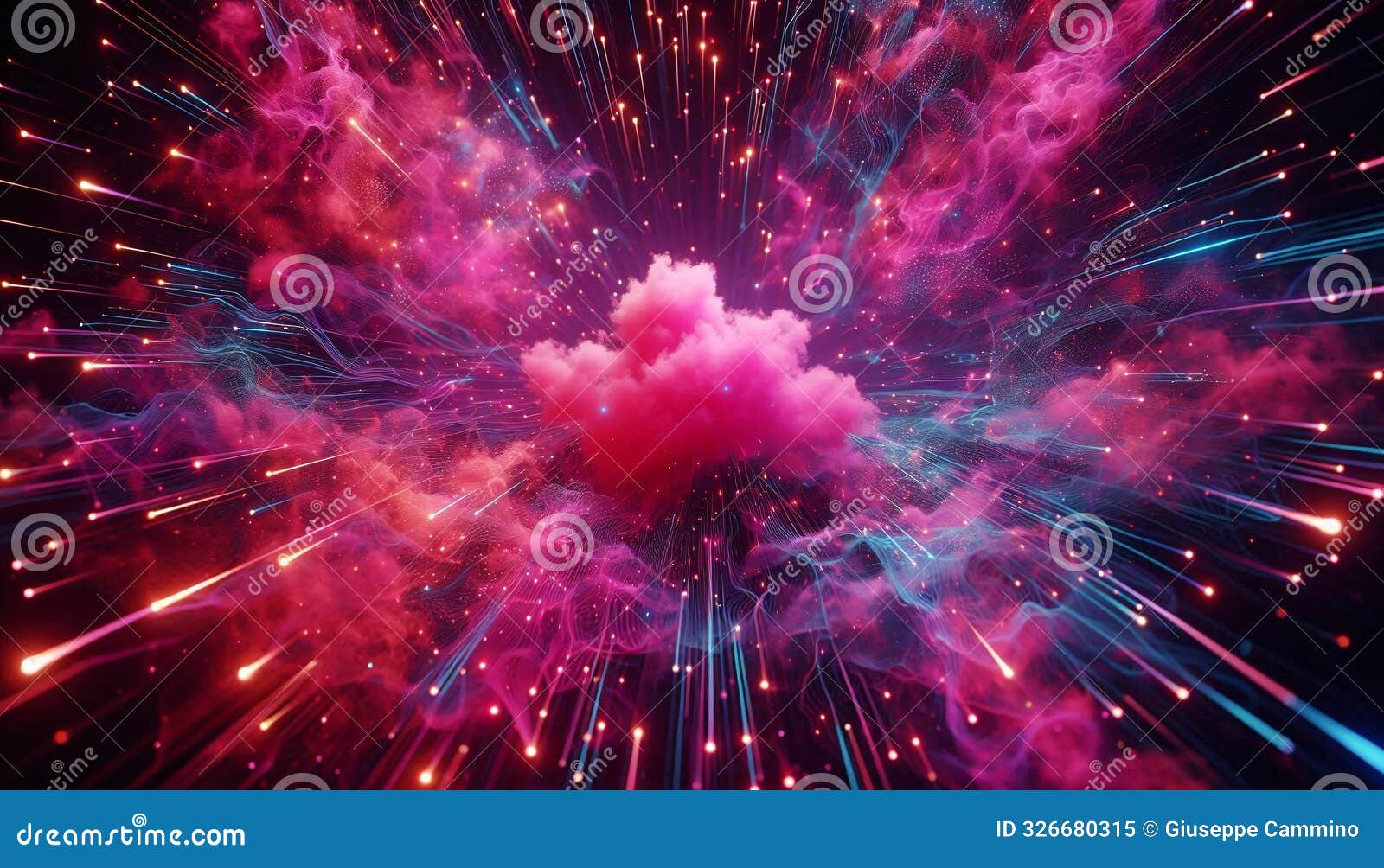 Pink Neon Light Smoke. Space Cloud Game Background Stock Illustration ...
