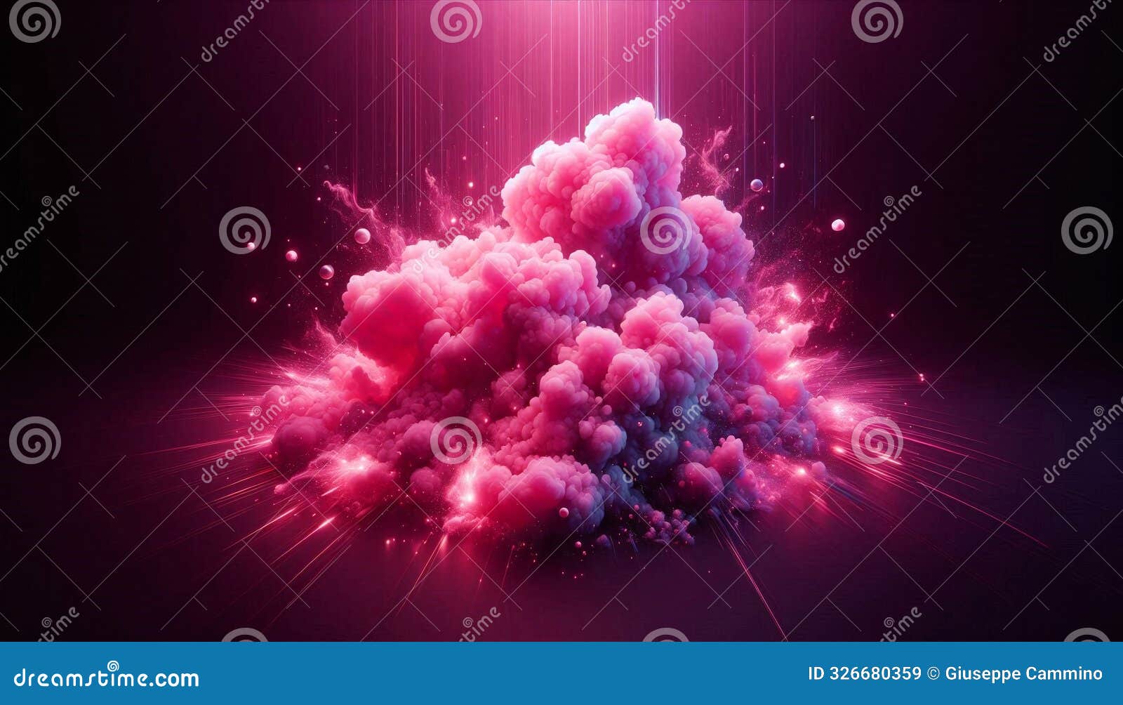 Pink Neon Light Smoke. Space Cloud Game Background Stock Illustration ...