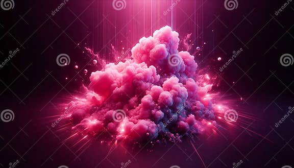Pink Neon Light Smoke. Space Cloud Game Background Stock Illustration ...