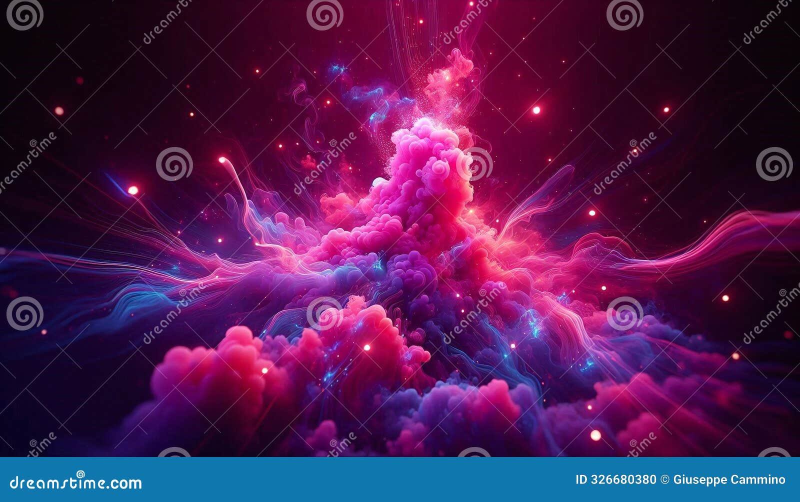 Pink Neon Light Smoke. Space Cloud Game Background Stock Illustration ...