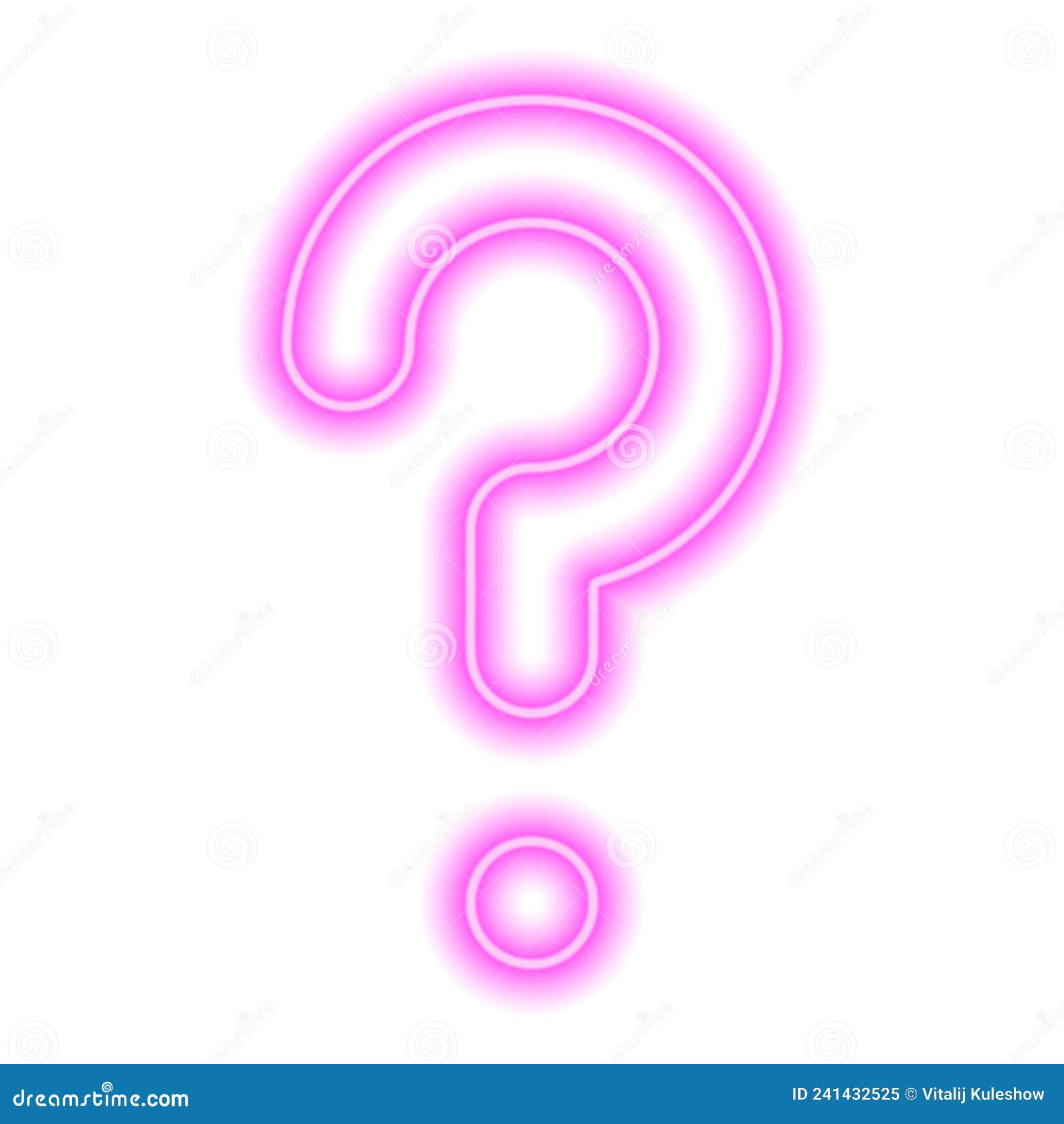 Pink Neon Question Mark Isolated On White Cartoon Vector ...