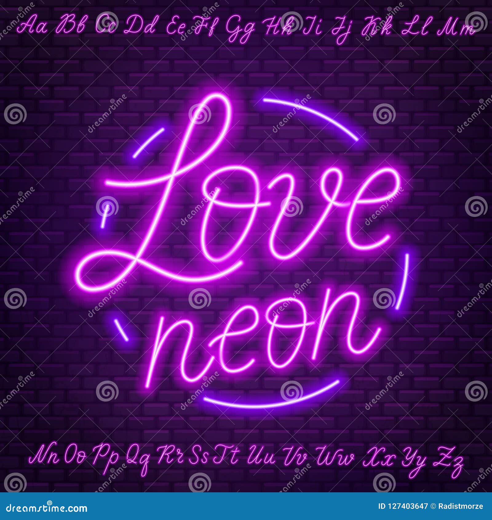 Pink Neon Script. Uppercase and Lowercase Letters. Stock Illustration ...
