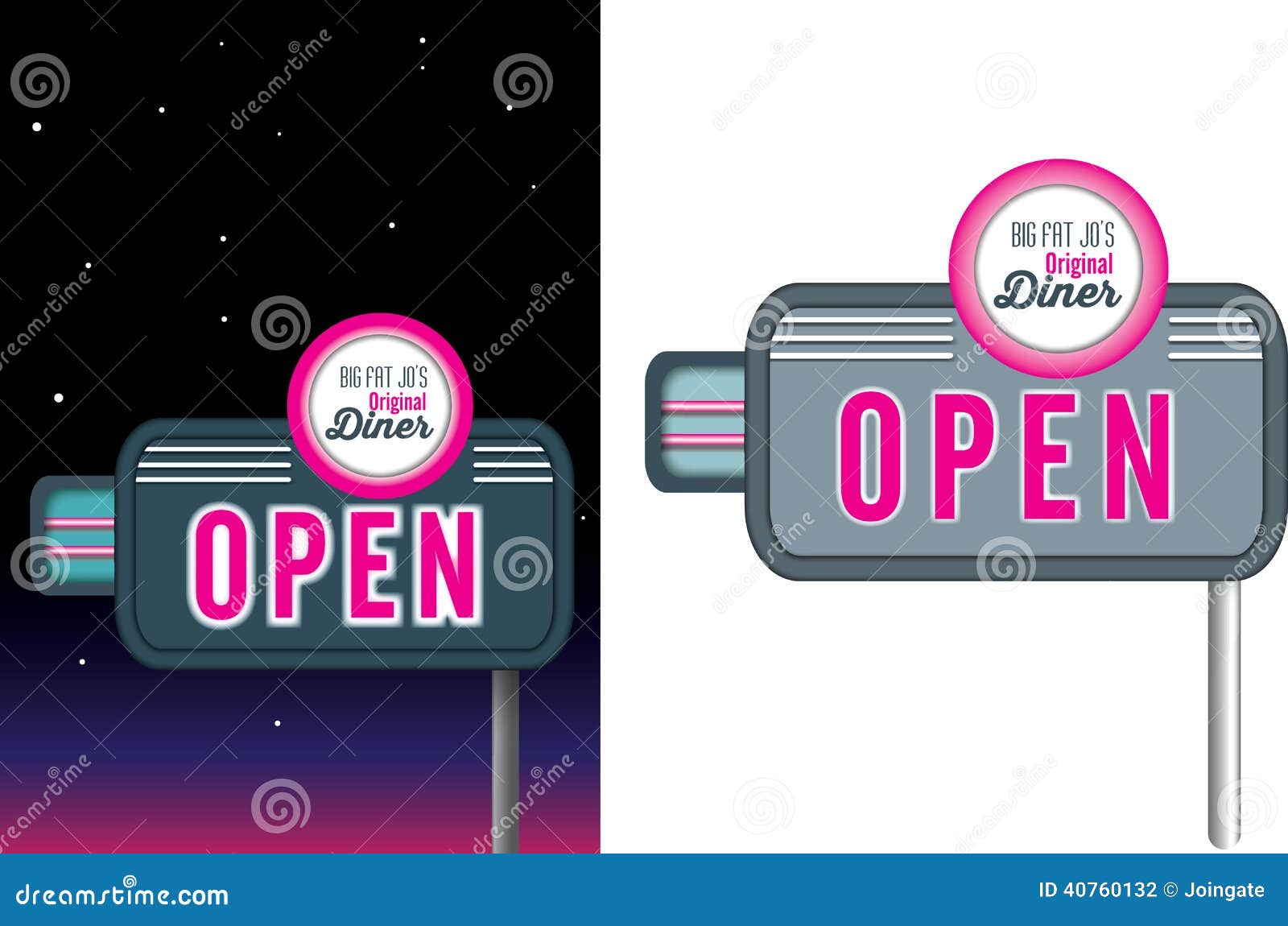 Pink Neon Signage Retro Vintage Style Diner Stock Illustrations – 4 ...