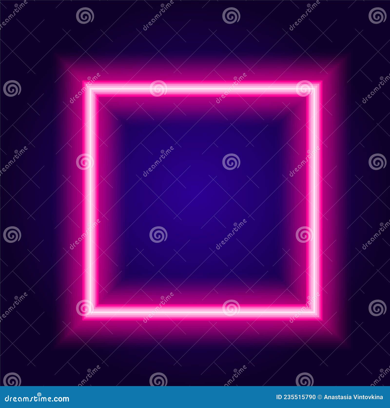 Pink Neon Square. the Frame is Square in Shape, Glows Brightly in the ...
