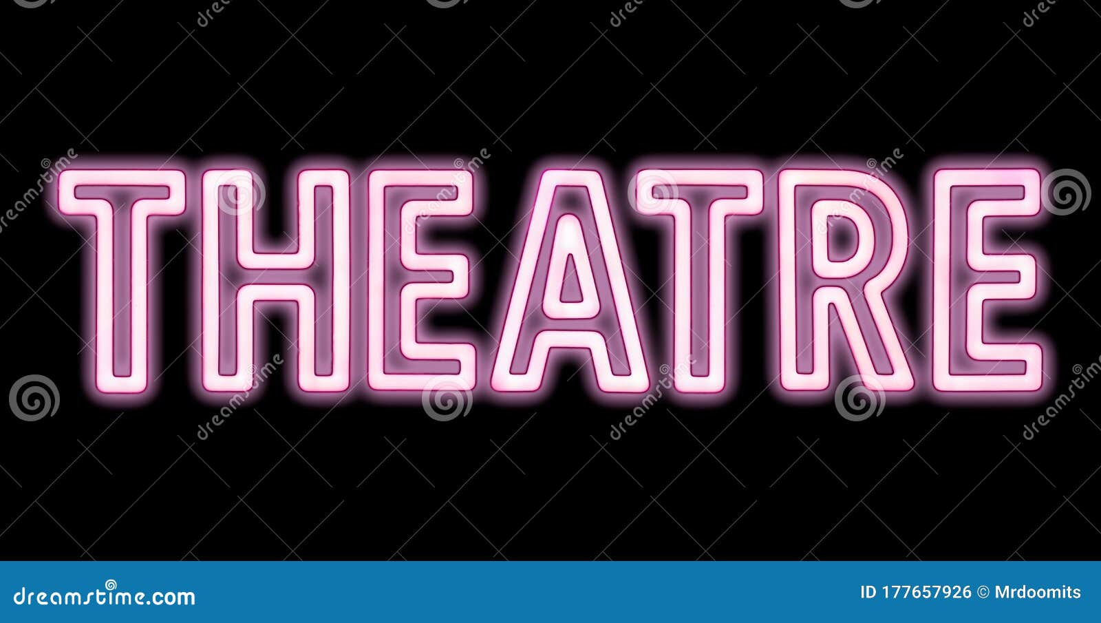 Pink Neon Theatre Sign stock illustration. Illustration of city - 177657926