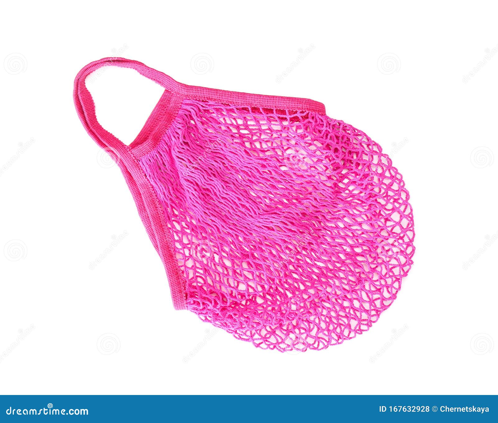 Pink Net Bag Isolated on White Stock Photo - Image of string, pink ...